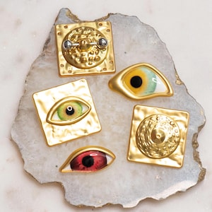 Vintage Gold Surrealist Buttons, Evil Eye Buttons, Keyhole Buttons ...