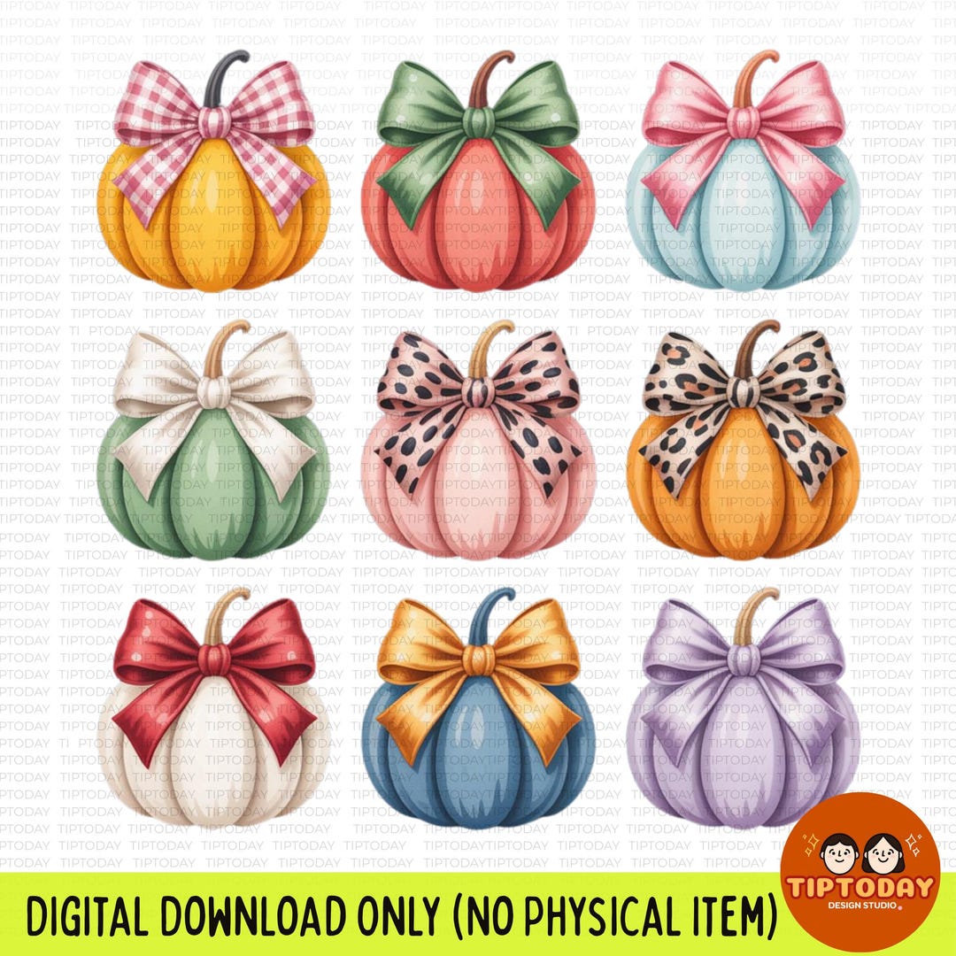 Coquette Bow Pumpkin Clipart: Funny Fall PNG Digital Download - Etsy