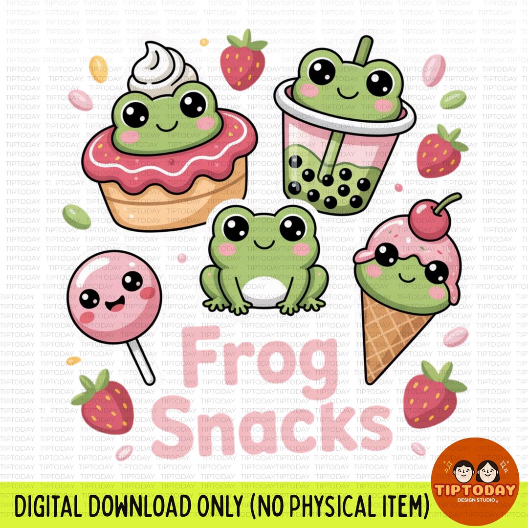 Funny Frog Snacks Clipart: Kawaii Food Art PNG (digital Download) - Etsy