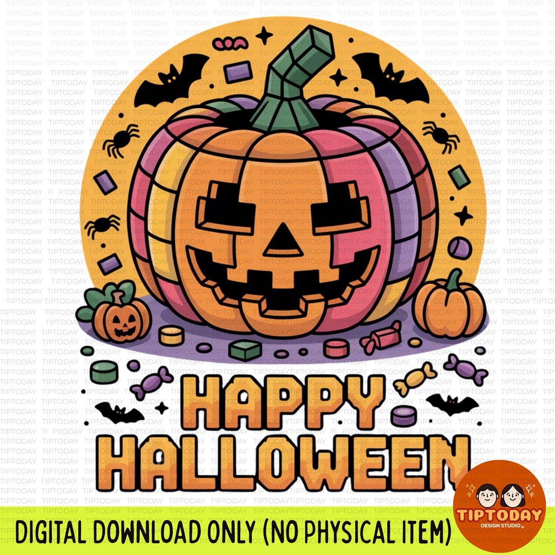 Brick Building Pumpkin Clipart: Halloween Master Builder PNG (digital ...