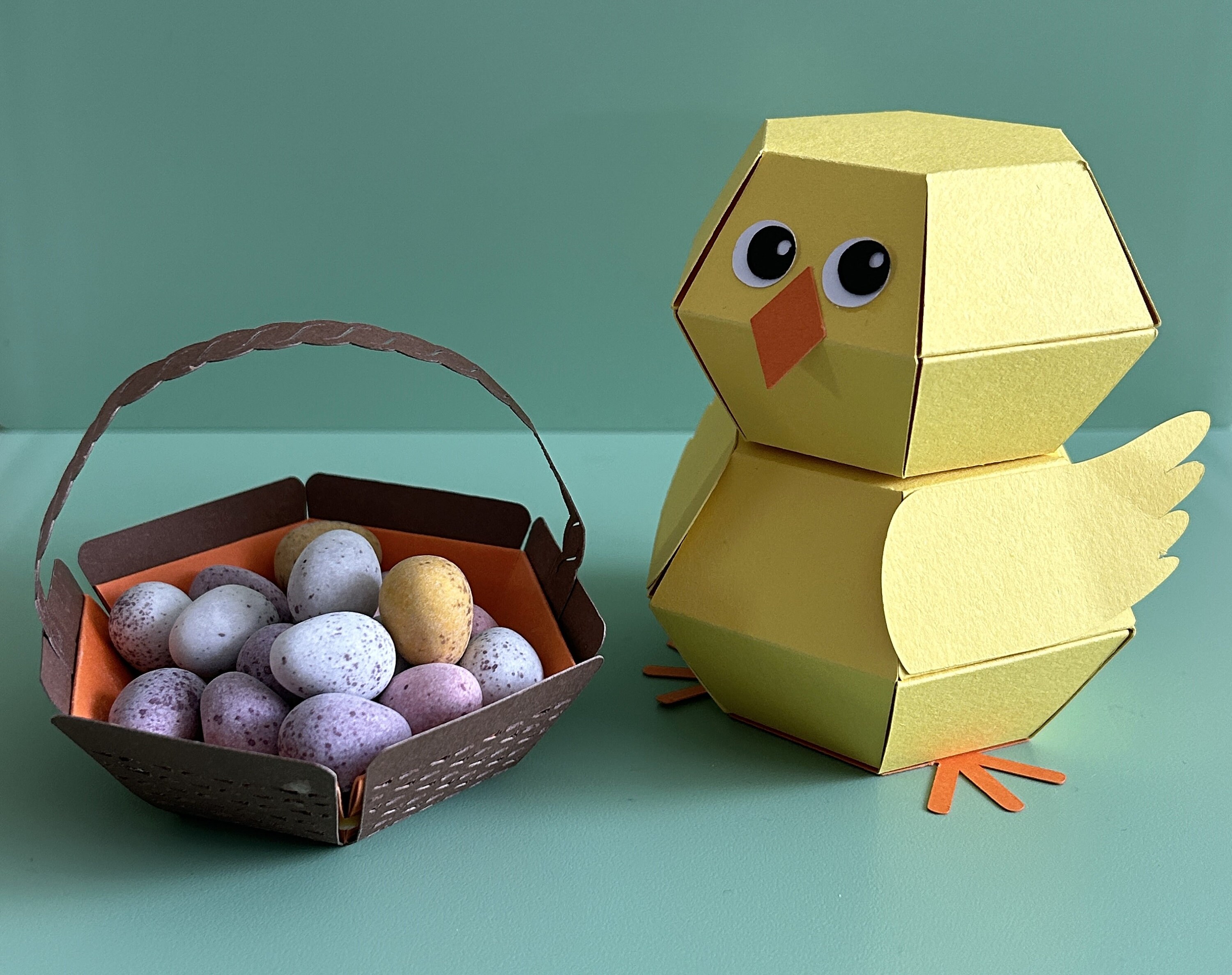 Pop-up Chick and Basket, SVG Files, Easter Card/decoration, Folds Flat ...