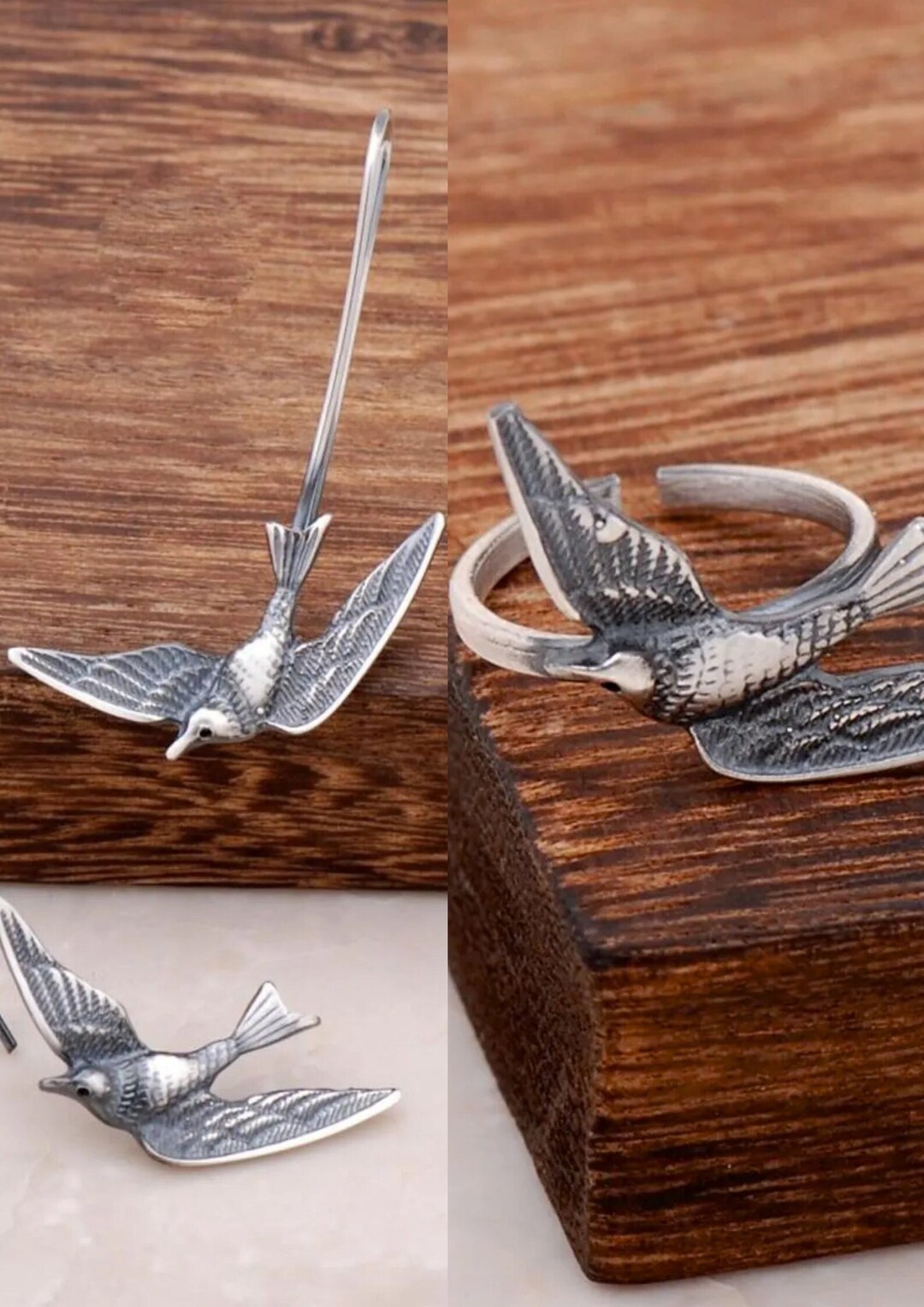 Filigree Dove Ring & Earrings, 925 Sterling Silver, Bird Jewelry ...