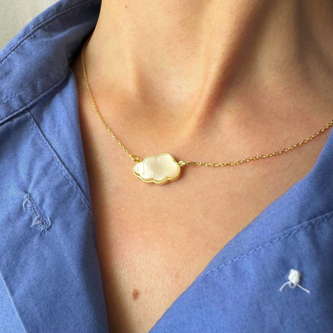 Tiny Cloud Necklace, 925 Sterling Silver, Gold-plated Rain Cloud Necklace, Minimalist Cloud ...