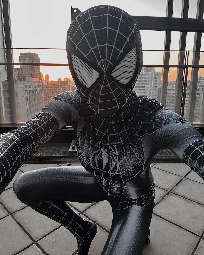 Tobey Maguire Black Spider-man Jumpsuit Cosplay Costume Halloween ...