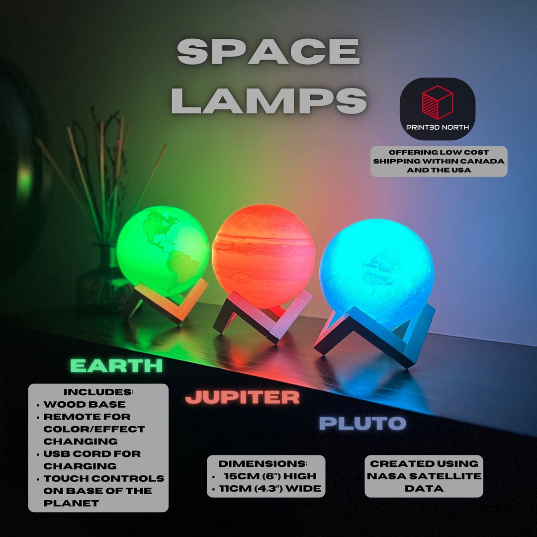 Space Lamps, Planet and Moon Lamp, Space Inspired Decor, Multicolor ...