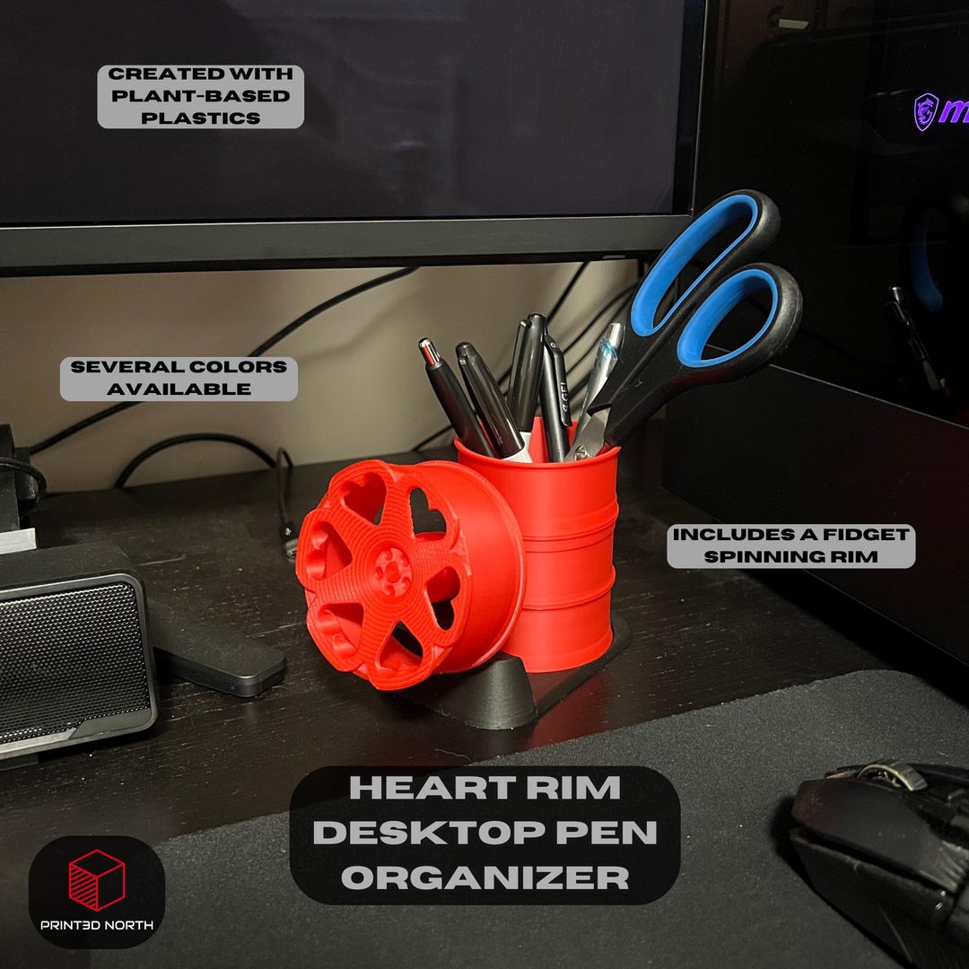 Heart Rim Style Pen Organizer, Desktop Pen Holder, Fidget Spinner, Car ...
