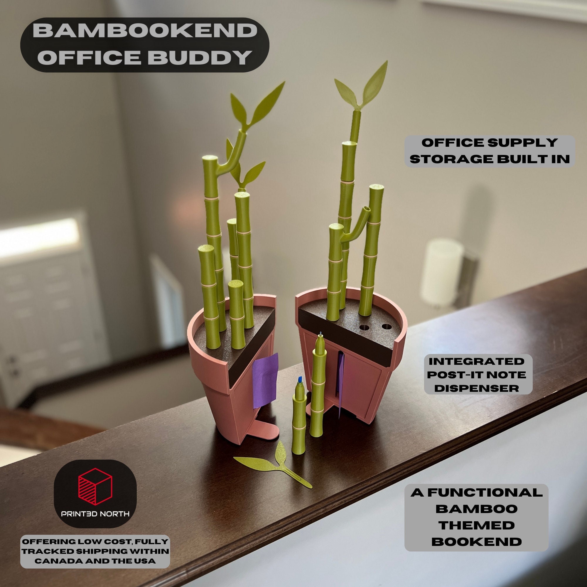 Bambookend Functional Plant, Pen and Highlighter Storage Artificial ...