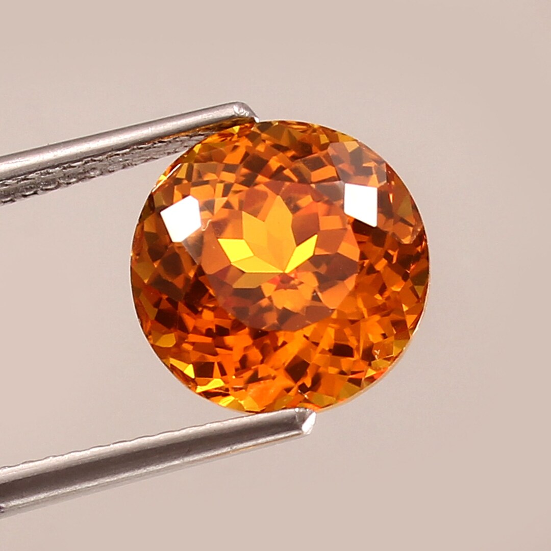 AAA Fine Quality Ceylon Orange Sapphire Brilliant Cut Loose Round Cut ...