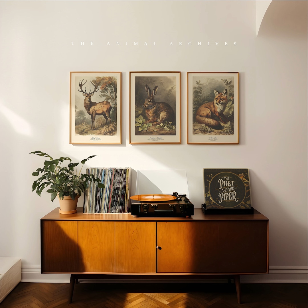 Vintage Forest Animal Prints: Deer, Fox, Rabbit Wall Art Set - Etsy