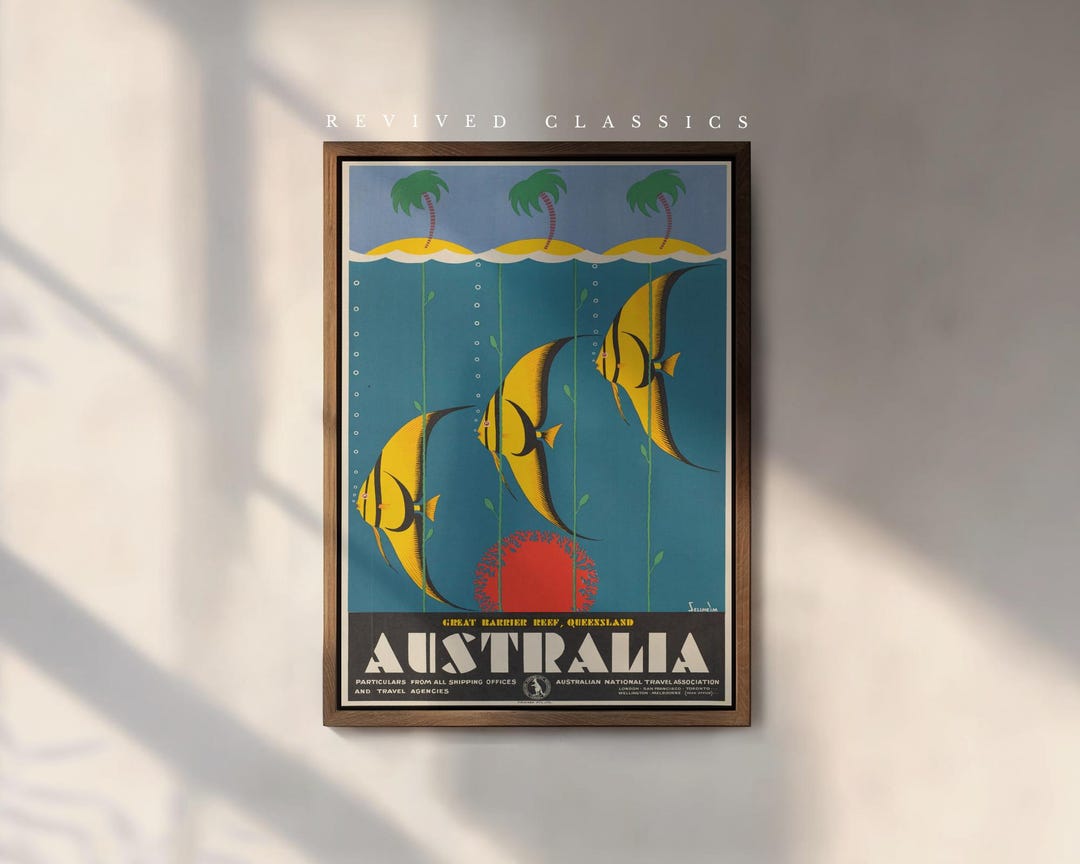 Barrier Reef Art Deco Print, Australia Travel Poster - Etsy