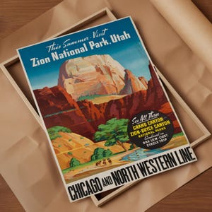 Zion National Park Travel Poster, Utah Canyon Art, Perfect for Nature ...