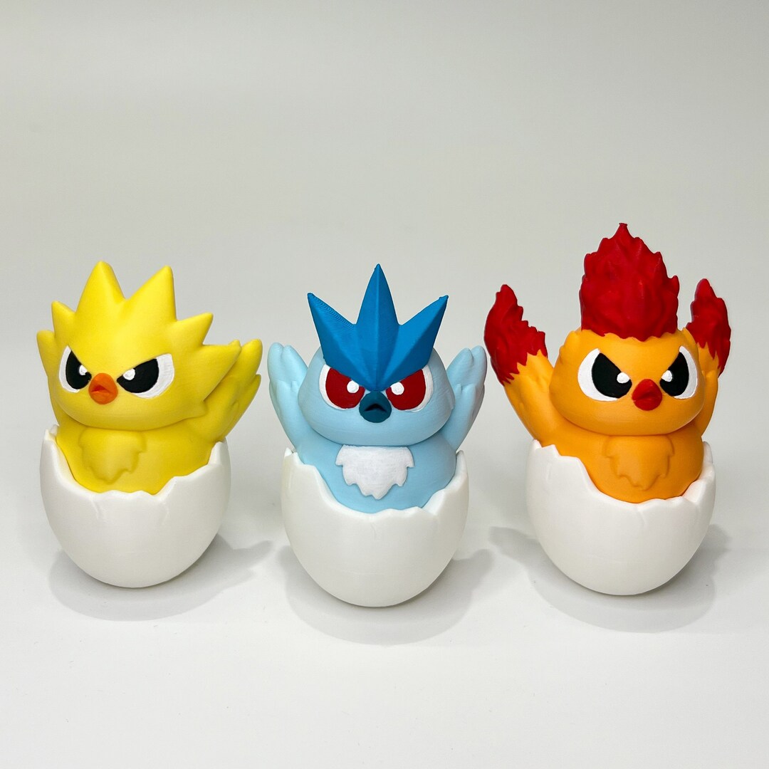 Baby Legendary Birds Eggs Zapdos Moltres Articuno Pokemon Colour 3D ...