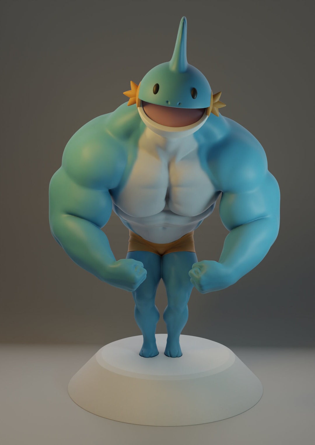 Ultra Swole Mudkip 3D Printed Pokemon Statue Figure Model 6 Inches ...