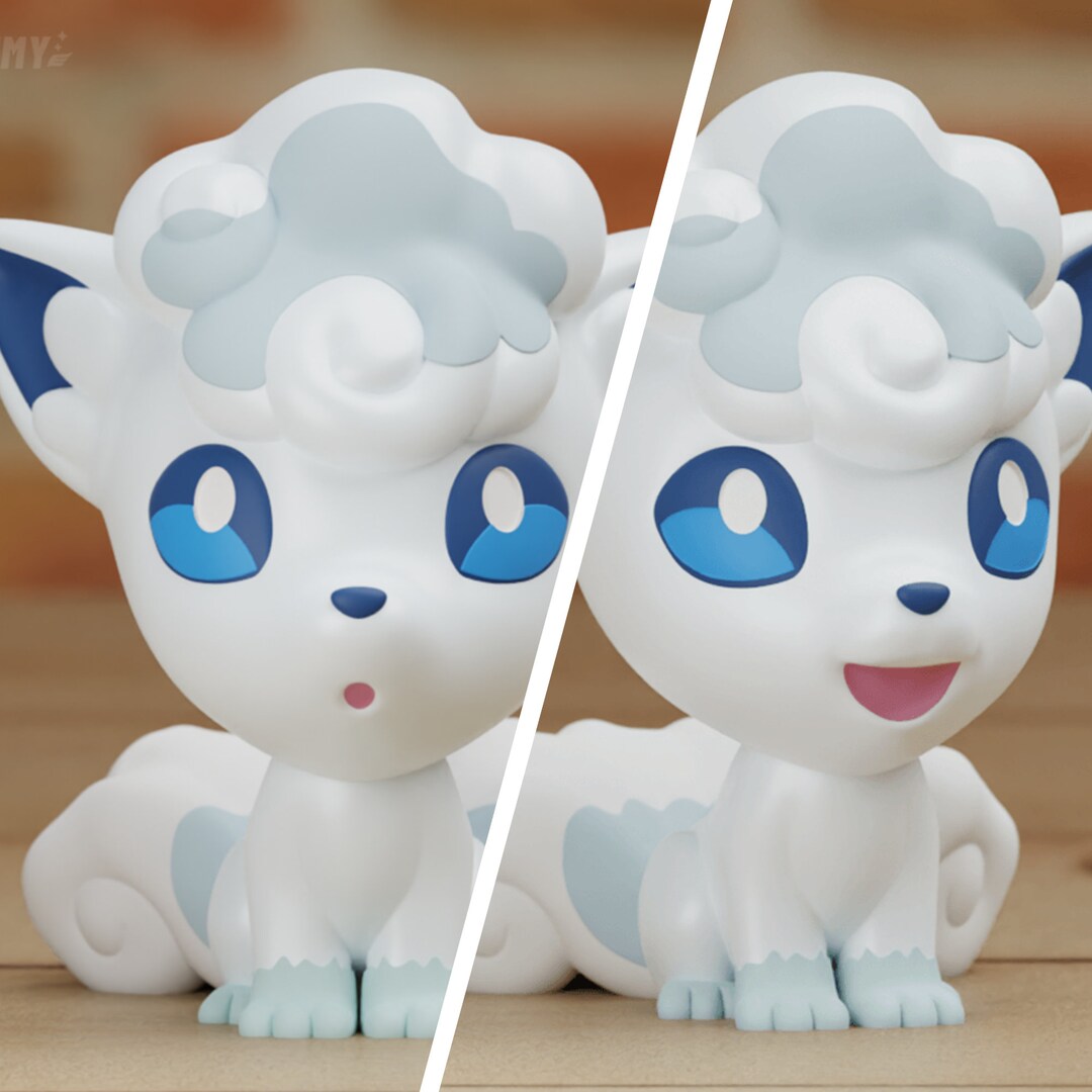 Cute Alola Vulpix 3D Printed Pokemon Statue Figure Model Desk ...