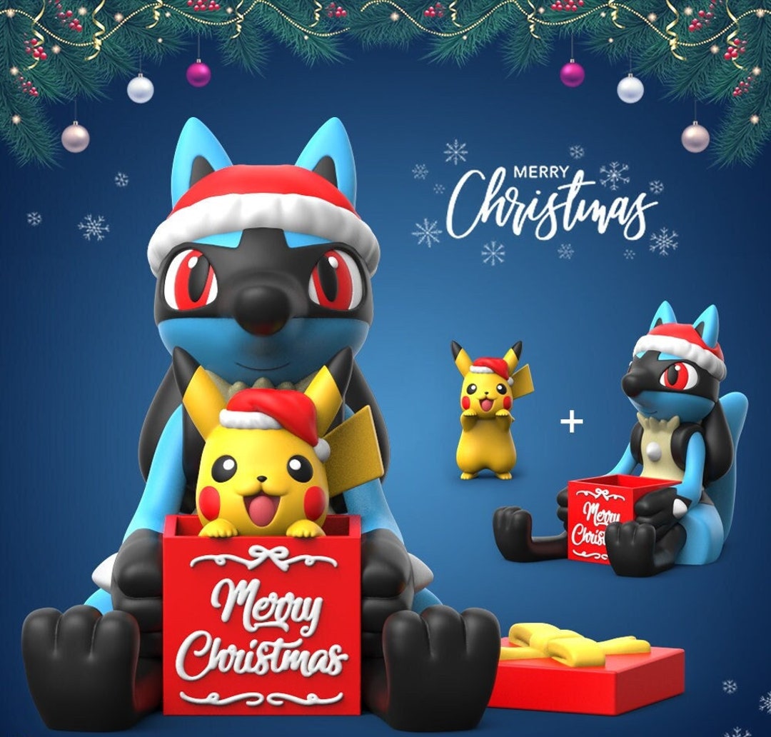 Christmas Lucario & Pikachu in a Box 3D Printed Xmas Pokemon Set ...