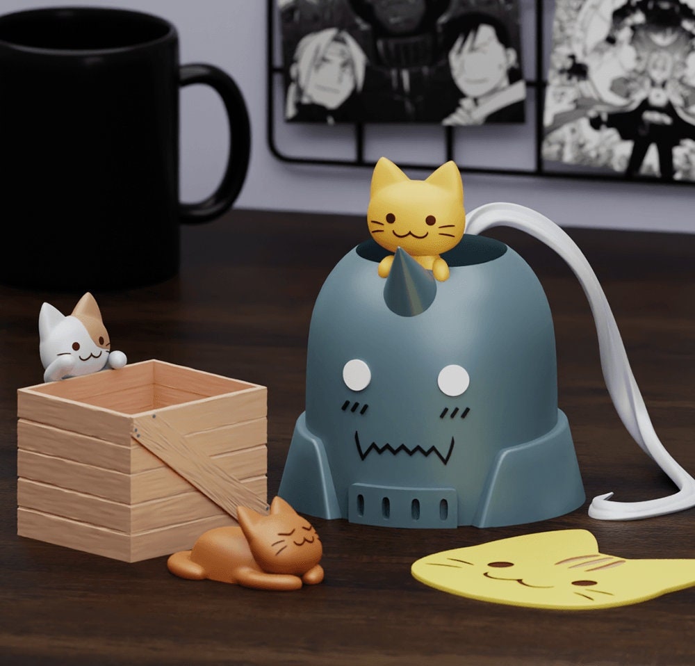Alphonse Elric Helmet Fullmetal Alchemist Cats Set Plant Flower ...