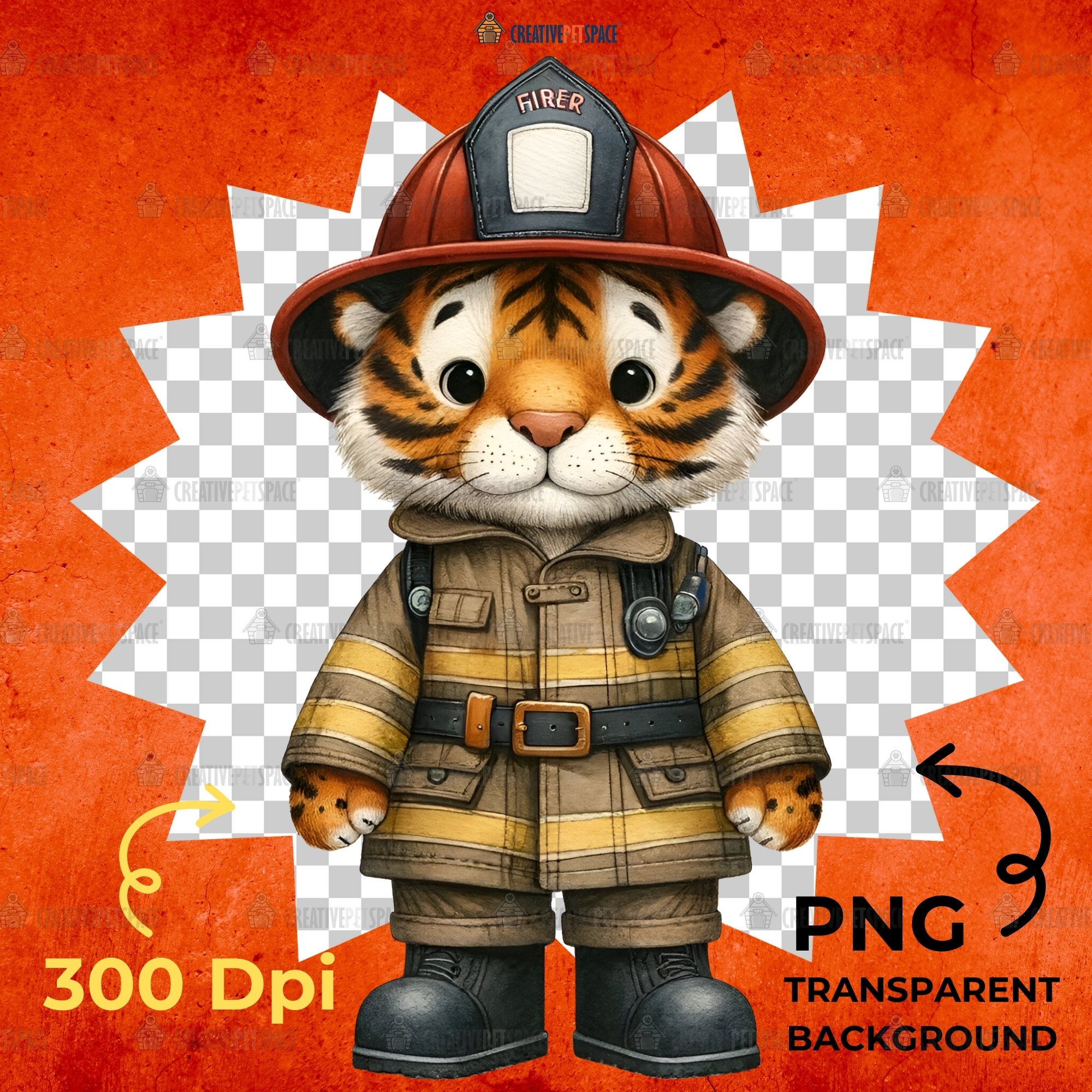 Firefighter Animals Clipart Set 31 Transparent PNG Files, Digital ...