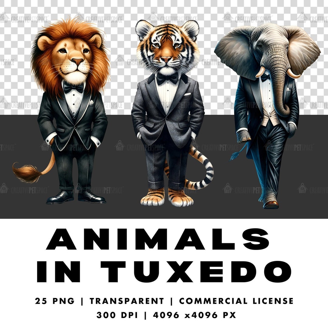 Elegant Animals in Tuxedo Clipart Collection - 25 PNG Files With ...