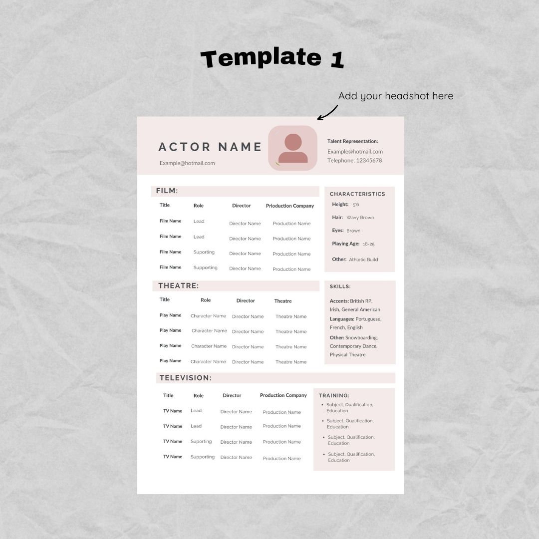 Instant Download 3 Acting Resume/cv Bundle | Acting Student Resources ...