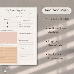 Printable Acting Audition Worksheet| Acting Student & Teacher Resources ...