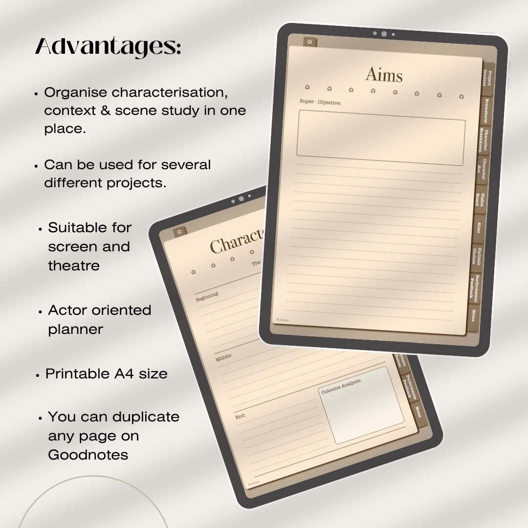 Printable Digital Actor Project Planner Workbook Gifts for Actors Study ...