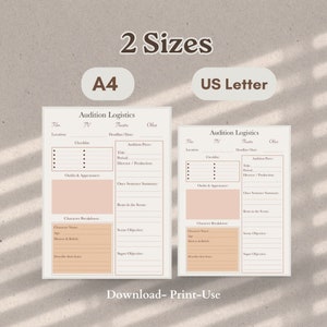 Printable Acting Audition Worksheet| Acting Student & Teacher Resources ...