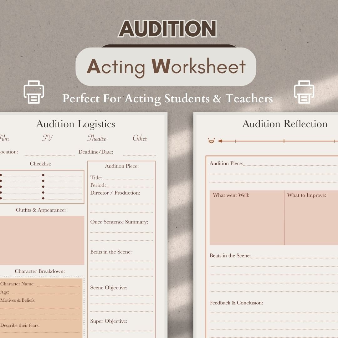 Printable Acting Audition Worksheet Acting Student & Teacher - Etsy