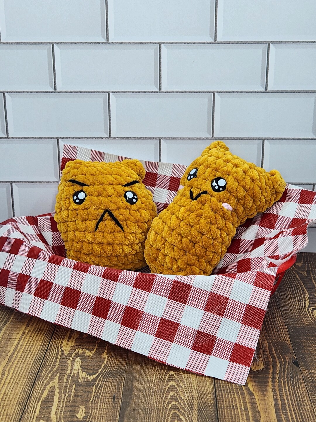 Amigurumi Crochet Mini Chicken Nugget Plushie, Grumpy Nugget, Happy ...