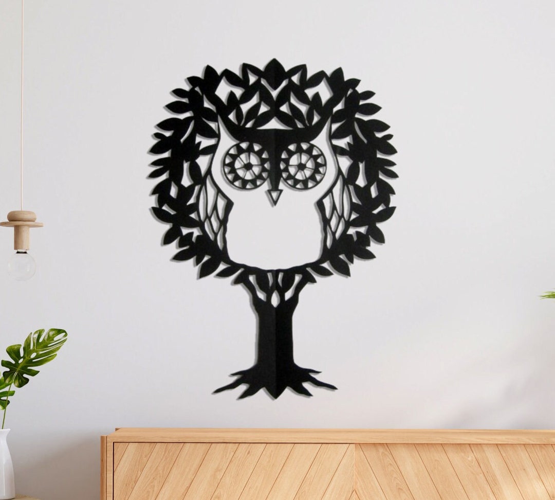 Owl Metal Wall Art, Metal Tree Wall Decor, Owl Wall Decor, Owl and Tree ...