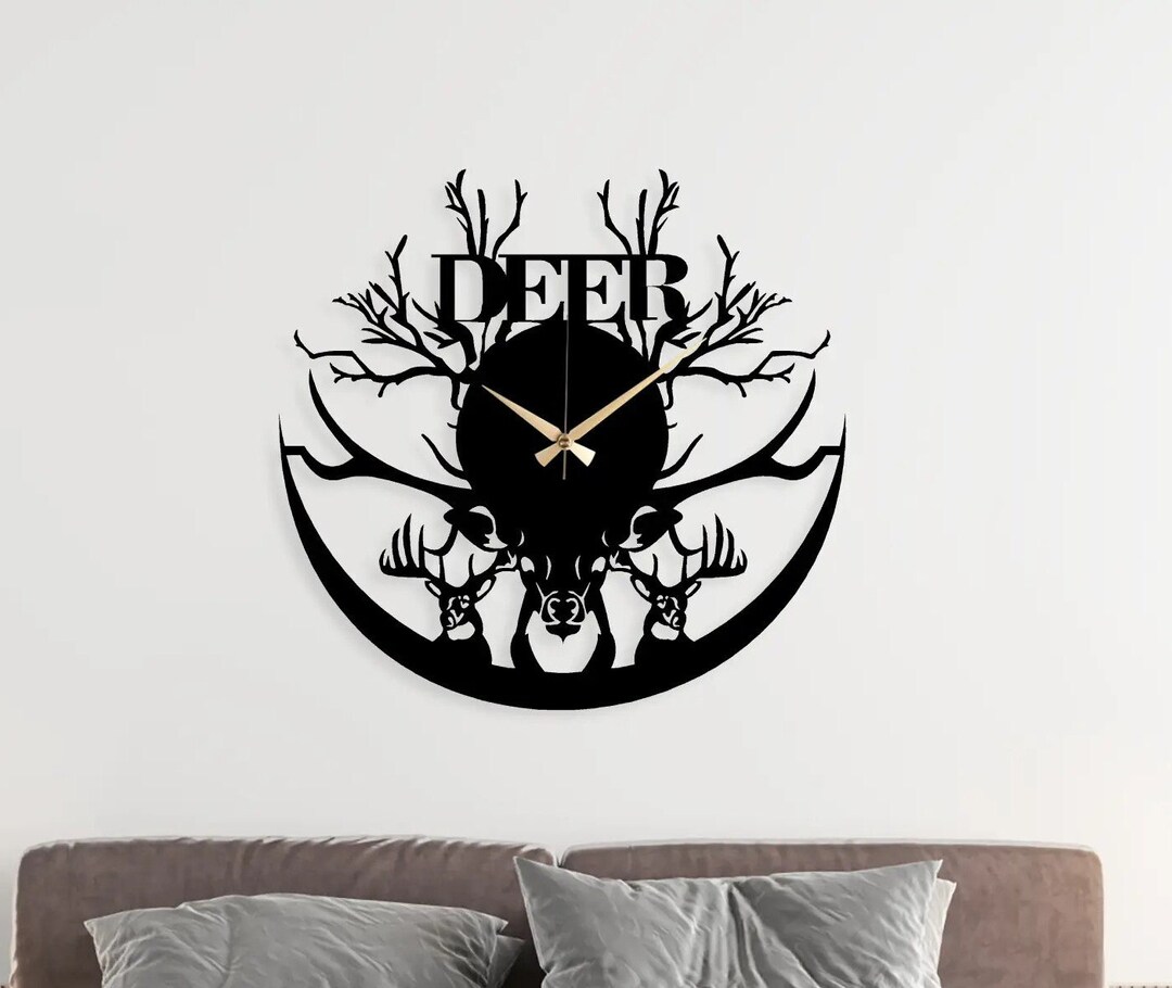 Deer Metal Clock, Metal Deer Wall Clock, Deer Wall Art, Minimalist Home ...