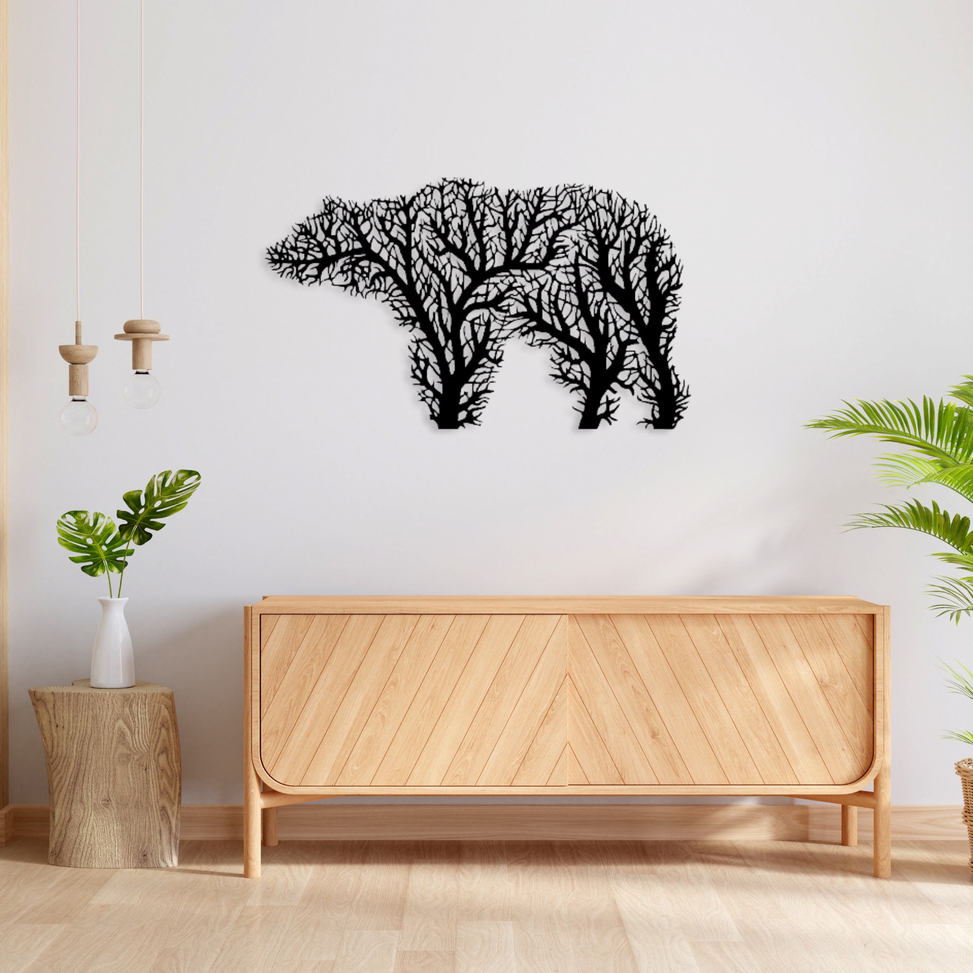 Bear Metal Wall Art, Metal Bear Wall Decor, Bear Wall Art, Tree Home ...