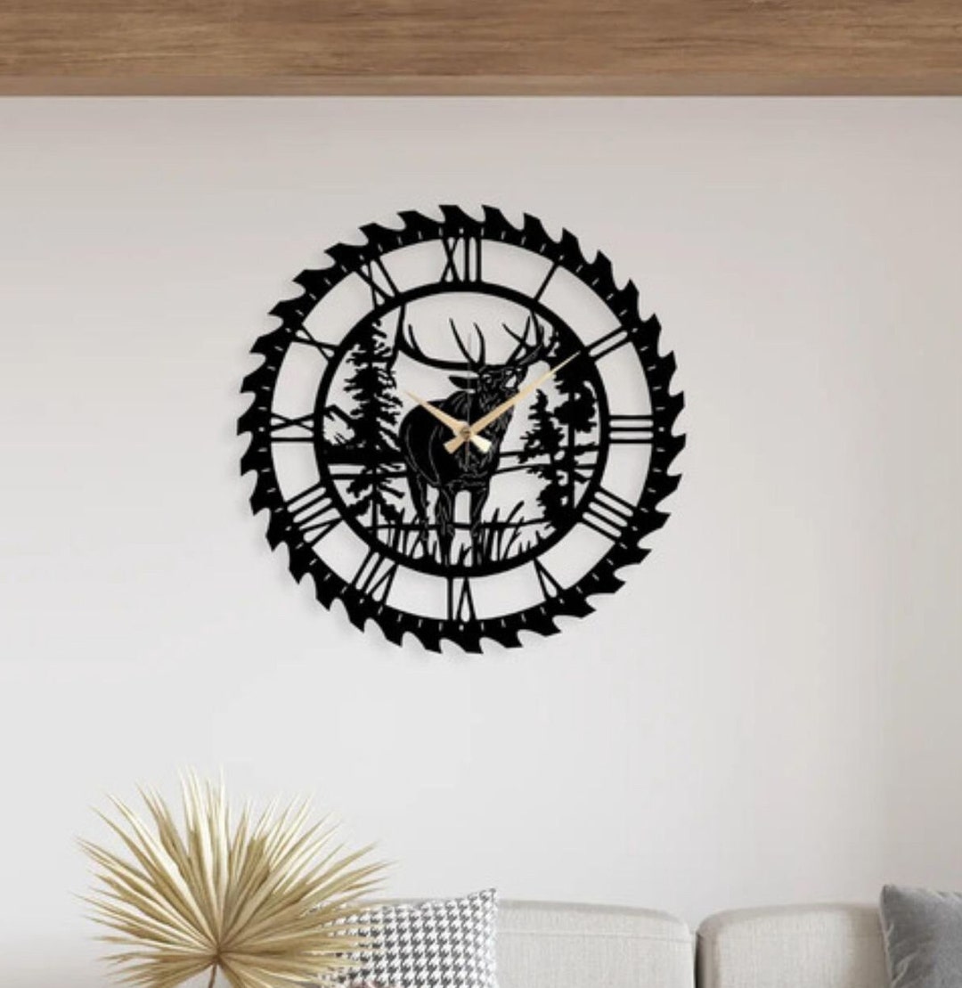 Deer Metal Clock, Metal Deer Wall Clock, Deer Wall Art, Minimalist Home ...