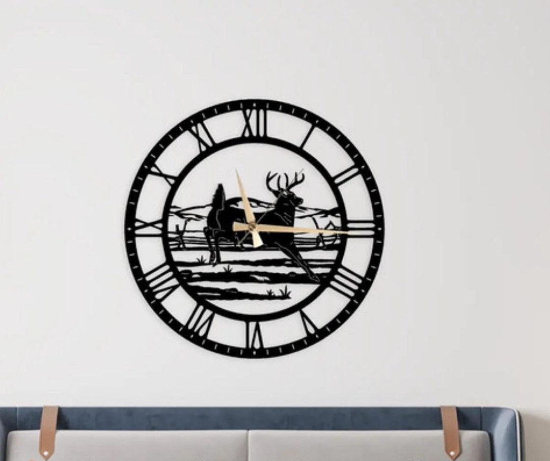 Deer Metal Clock, Deer Wall Art, Minimalist Home Decoration, Reindeer ...