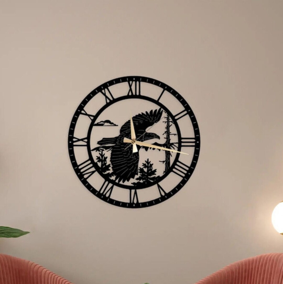 Eagle Wall Clock, Metal Eagle Wall Clock, Bird Wall Clock, Animal Wall ...