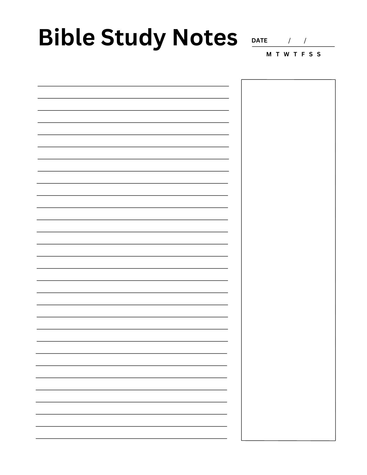 Bible Study Notes & Side Notes - Black and White - Sleek Bible Study ...