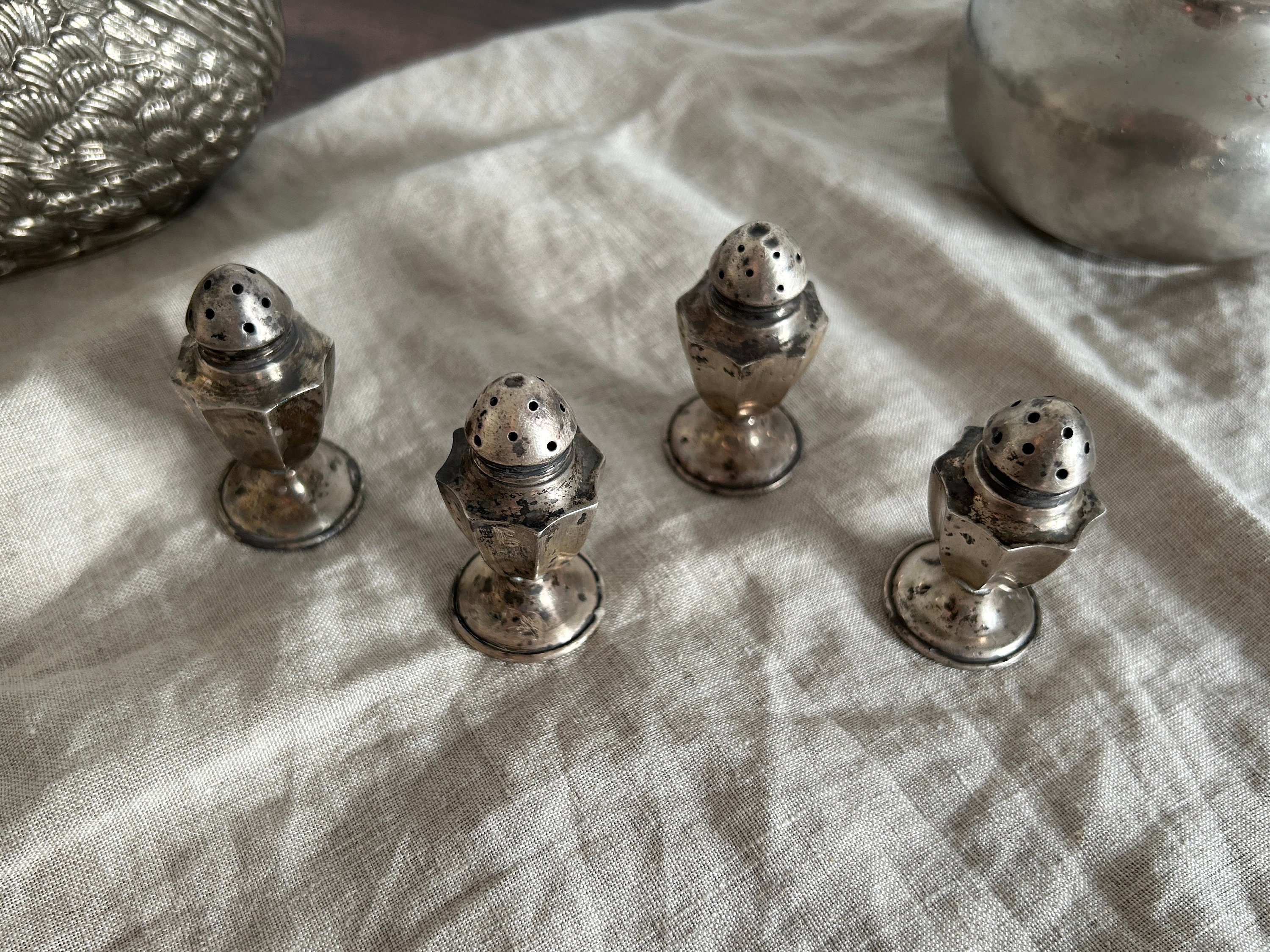 X1 Antique Sterling Silver Mini Salt Pepper Shakers - Etsy