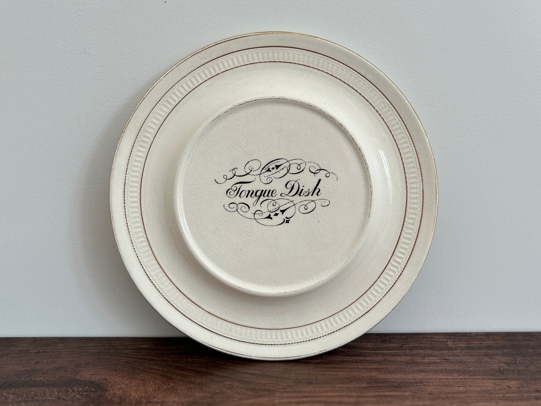 Antique English Ironstone Advertising Tongue Dish Plate Crown Devon ...