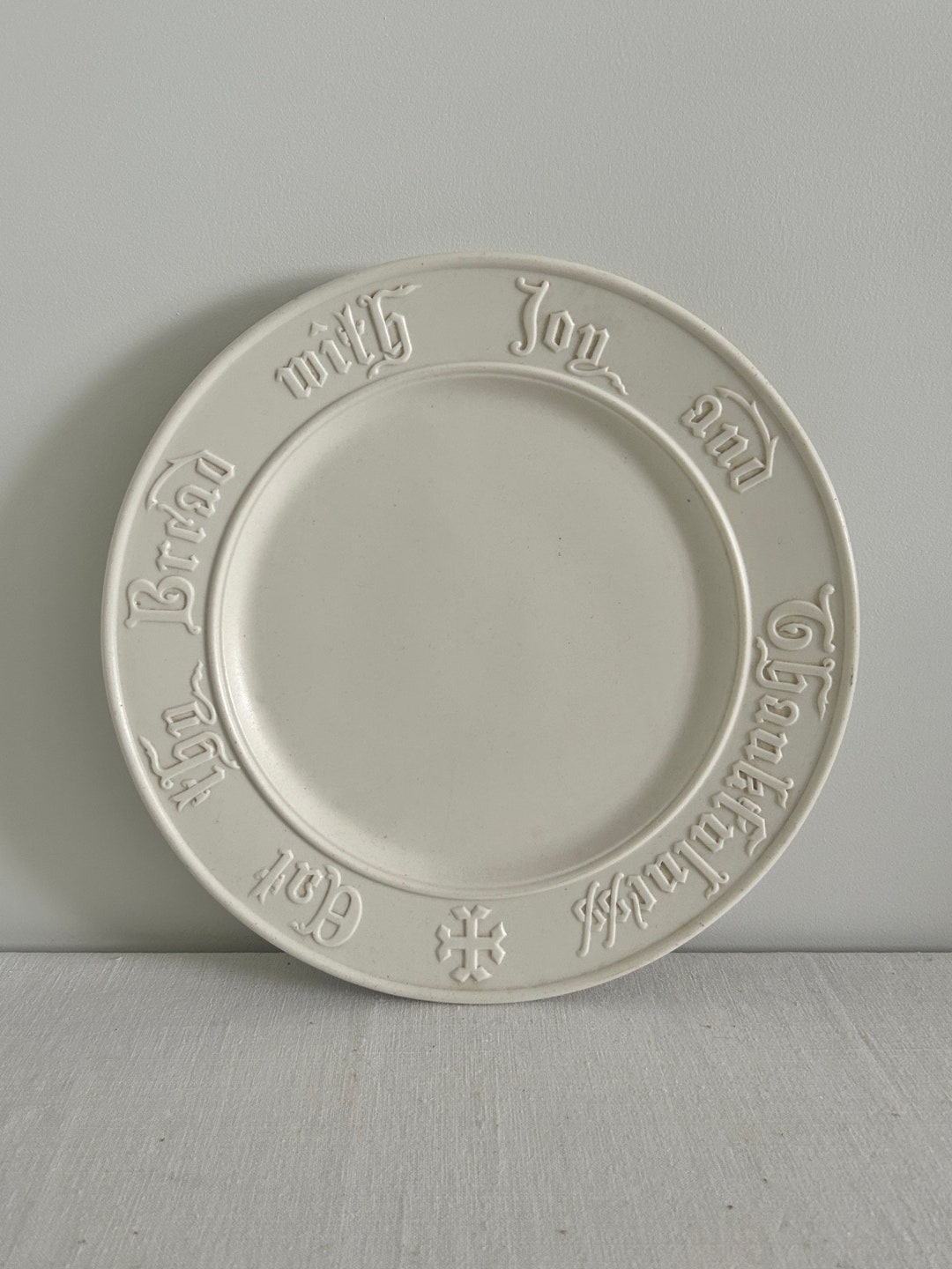 Rare Antique Pugin Style Parian Ware Gothic Bread Plate Eat Thy Bread ...