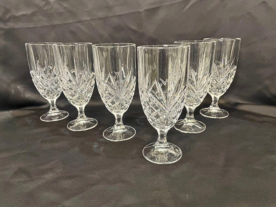 Godinger Dublin Crystal Goblets - Set of 6 - Vintage Footed Glassware ...