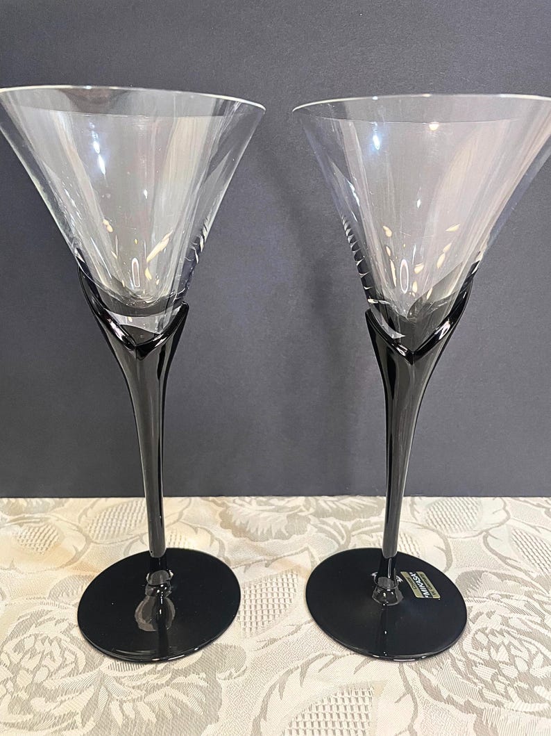 Mikasa Vogue Onyx Stem Wine Glasses - Set of Two - Etsy