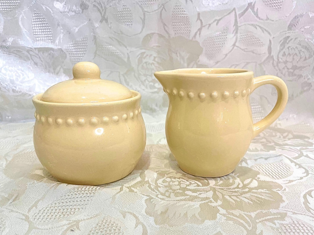 Pottery Barn Emma Yellow Stoneware: Sugar & Creamer - Portugal - Etsy