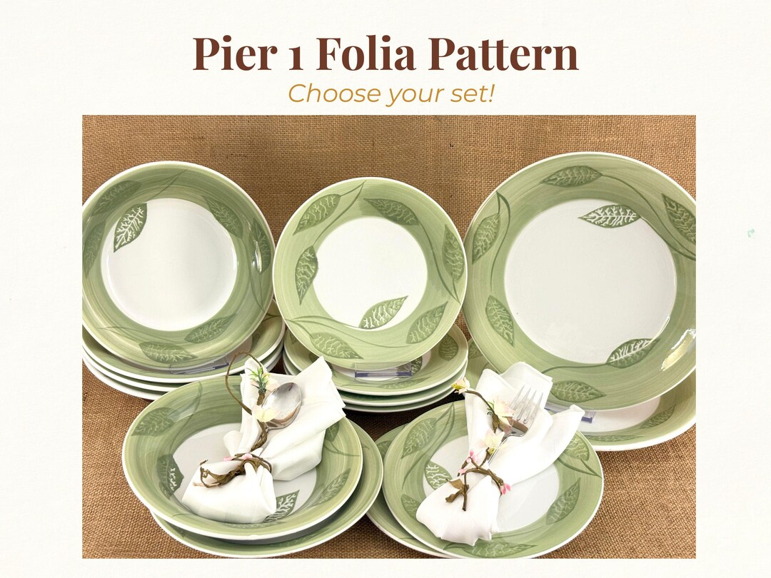 Pier 1 Folia Green Leaf Dinnerware – Open Stock Plates & Bowls - Italy ...