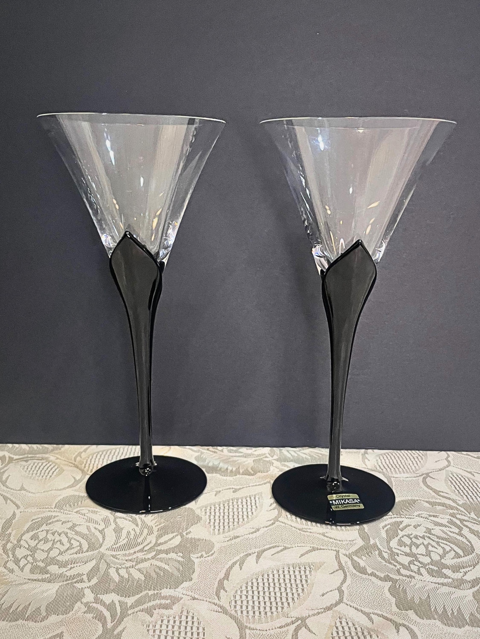 Mikasa Vogue Onyx Stem Wine Glasses - Set of Two - Etsy