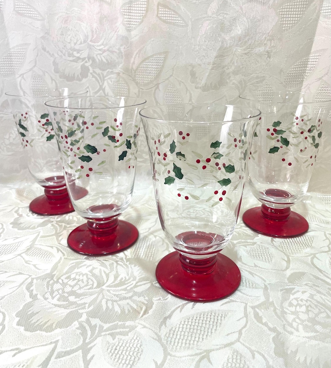 Pfaltzgraff Winterberry Iced Tea Holiday Glasses - Set of 4 - Etsy