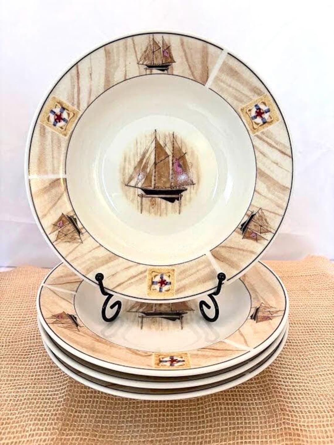 Winpat Schooner Ship Salad Plates - Set of 4 – Vintage 80s Nautical ...