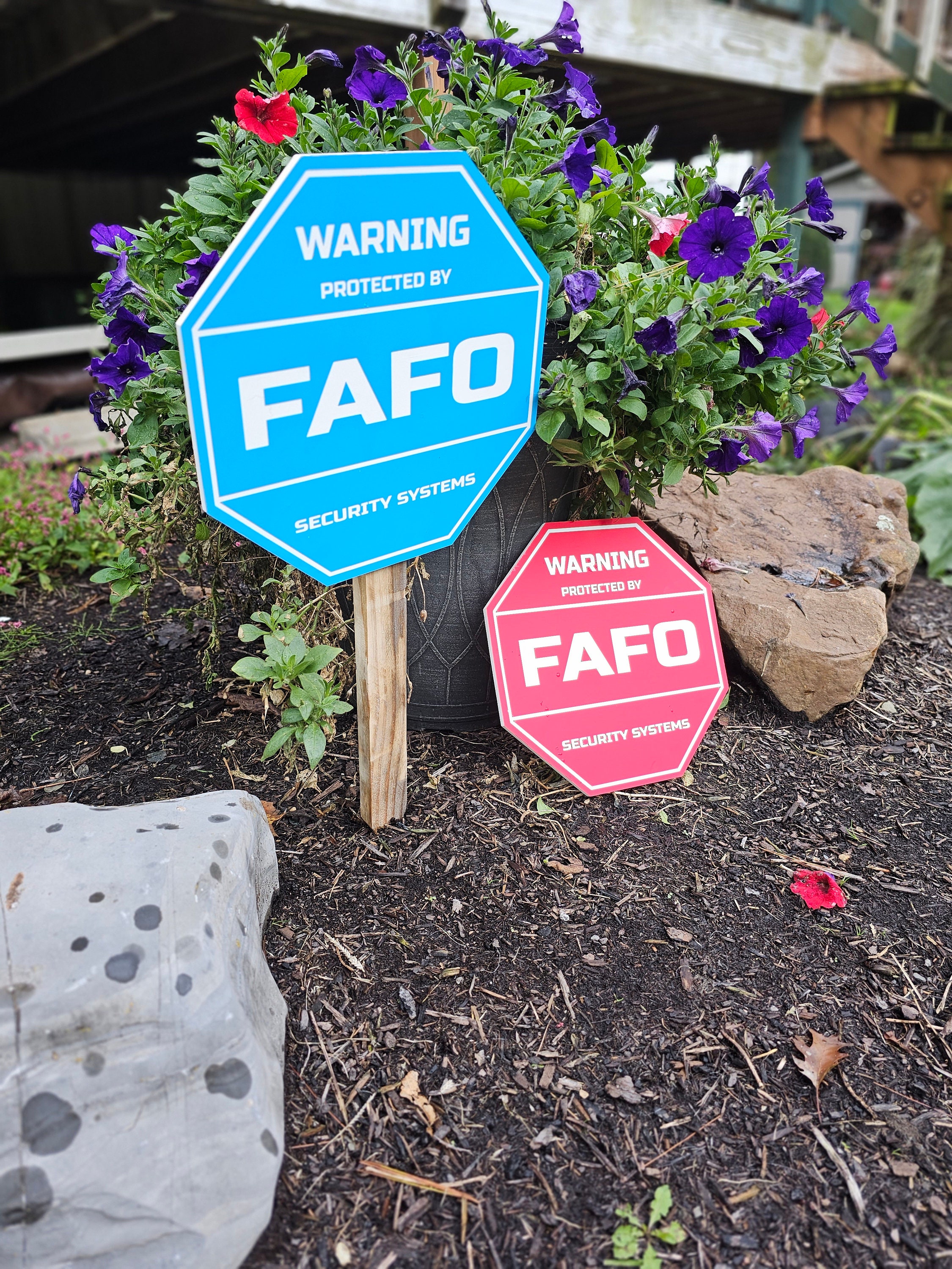 FAFO Security System Yard Sign With Wooden Stake Kid Friendly Version ...