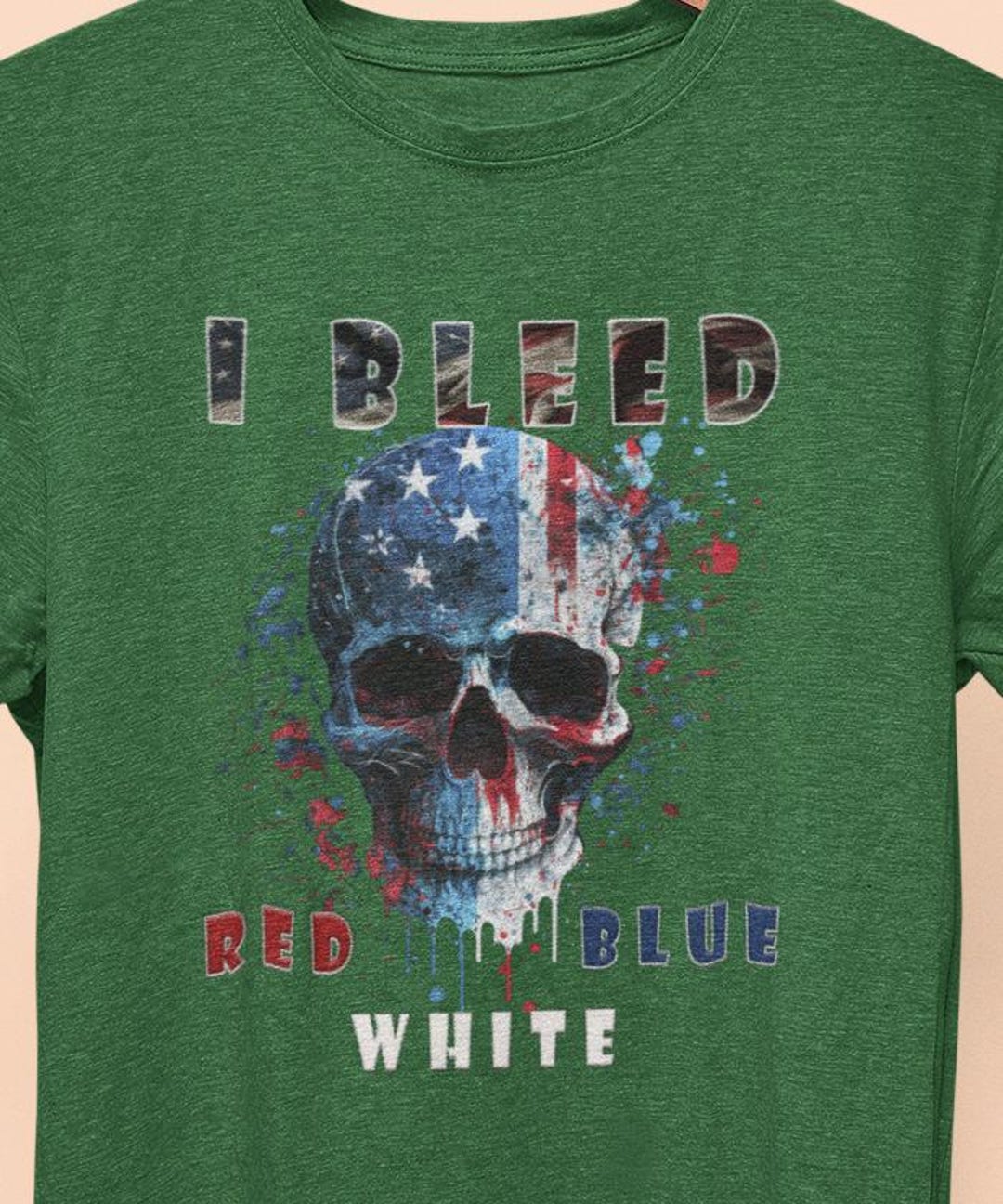 I Bleed Red White Blue, American Skull T-shirt - Etsy