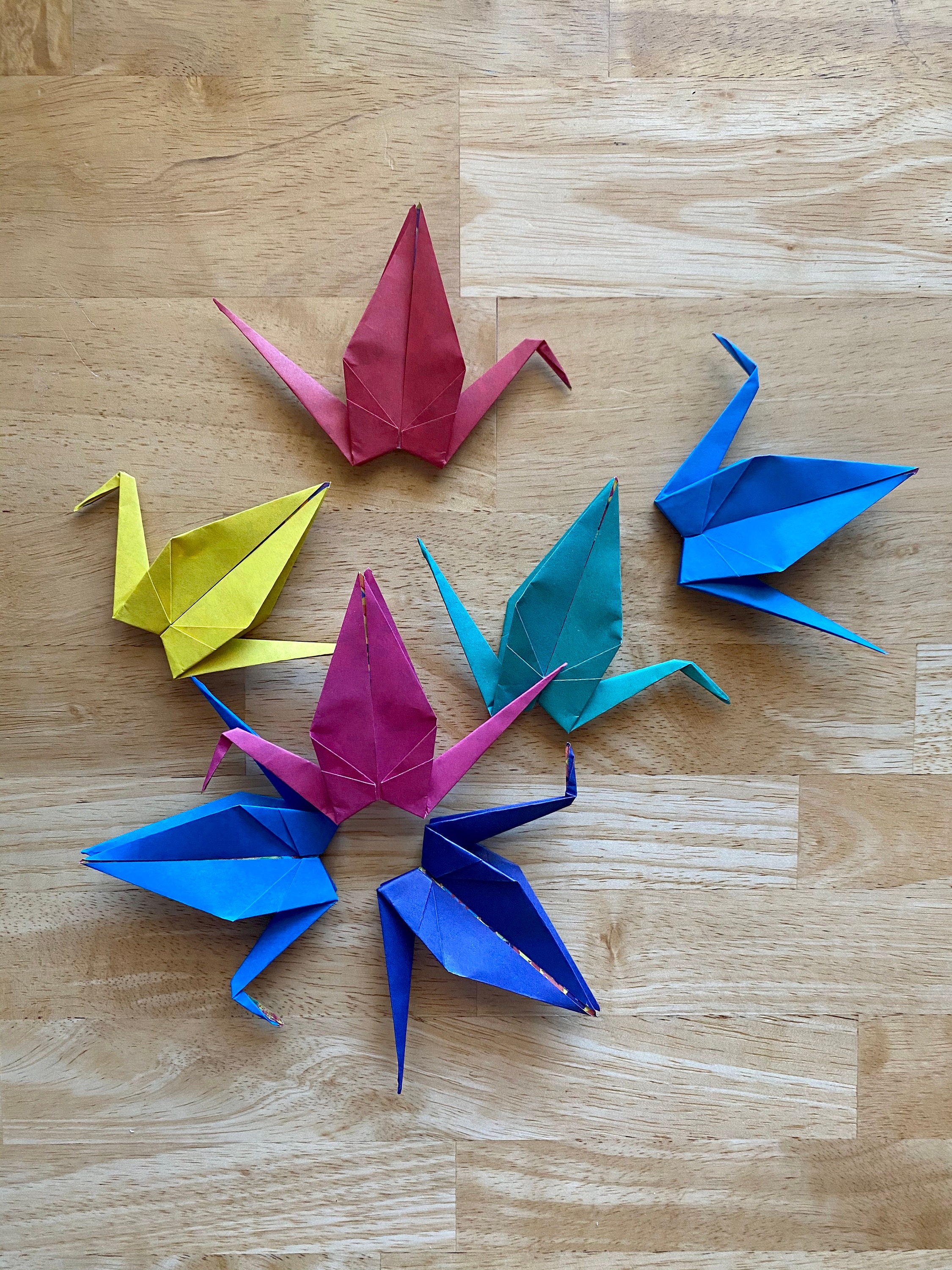 Set of 7 Handmade Origami Cranes (solid) - Etsy