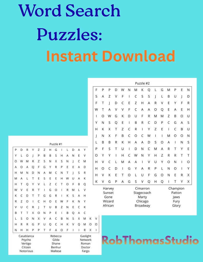 Movie Themed Word Search Puzzle, With Solutions|55 Puzzles|large Print ...