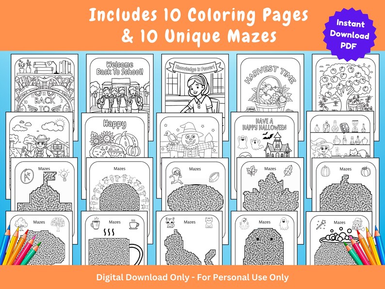 50 Kids Activities, Printable Activity Bundle, Back to School Activity ...